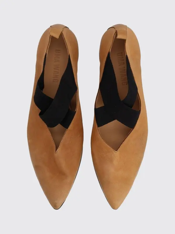 UMA WANG Mary Jane Ballet Flats In Aged Leather - Beige