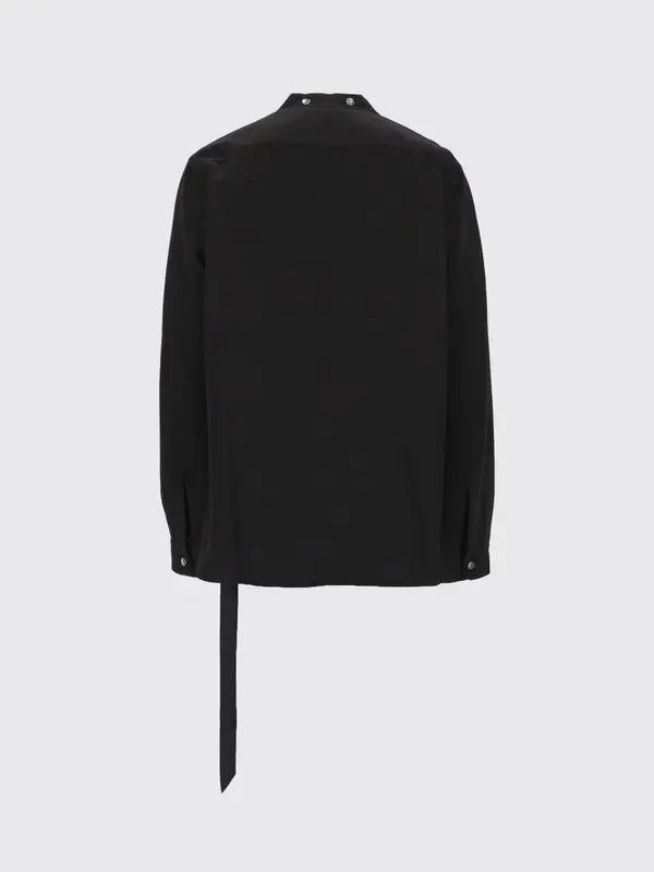 Rick Owens Long-sleeved V-neck Cotton Shirt With Button Closure