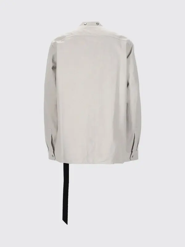 Rick Owens Long-sleeved V-neck Cotton Shirt With Button Closure