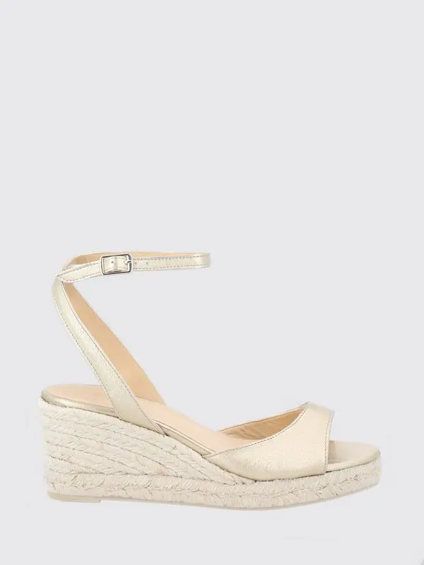 CastaÑer Brook Mid-wedge Sandals In Laminated Leather - Gold