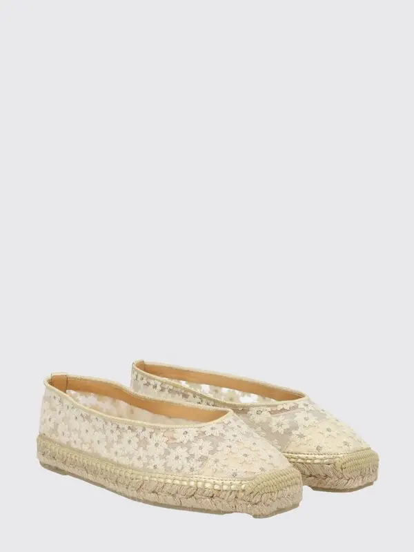 CastaÑer Paoli Raffia Espadrilles With Floral Embroidery And Low Heel - Beige