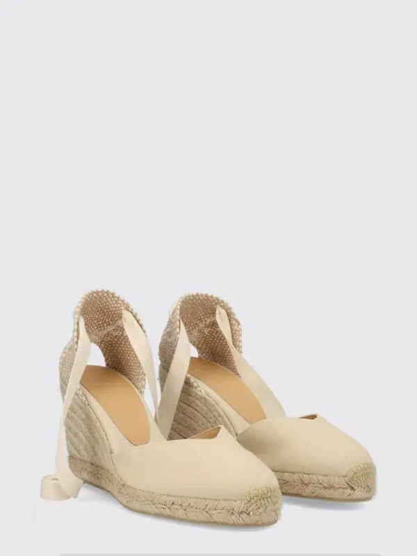 CastaÑer Chiara High Wedge Espadrilles In Cotton Canvas With Ankle Tie Fastening - Ivory