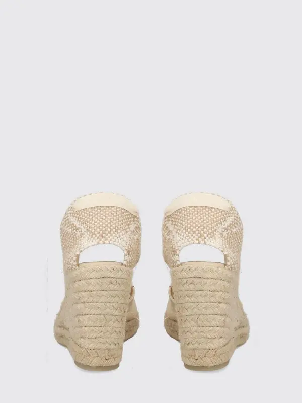 CastaÑer Chiara High Wedge Espadrilles In Cotton Canvas With Ankle Tie Fastening - Ivory