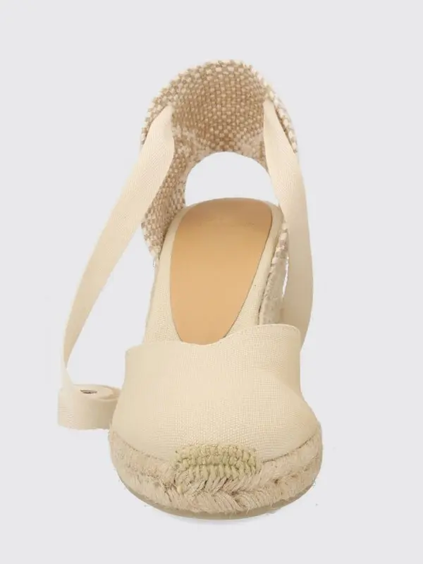CastaÑer Chiara High Wedge Espadrilles In Cotton Canvas With Ankle Tie Fastening - Ivory
