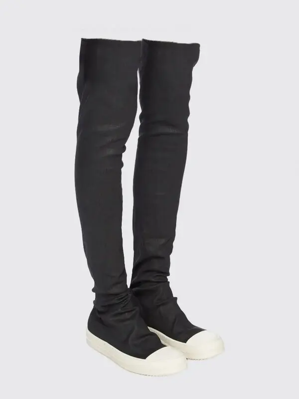 Rick Owens Over-the-knee Boots With Rubber Toe Cap - Black