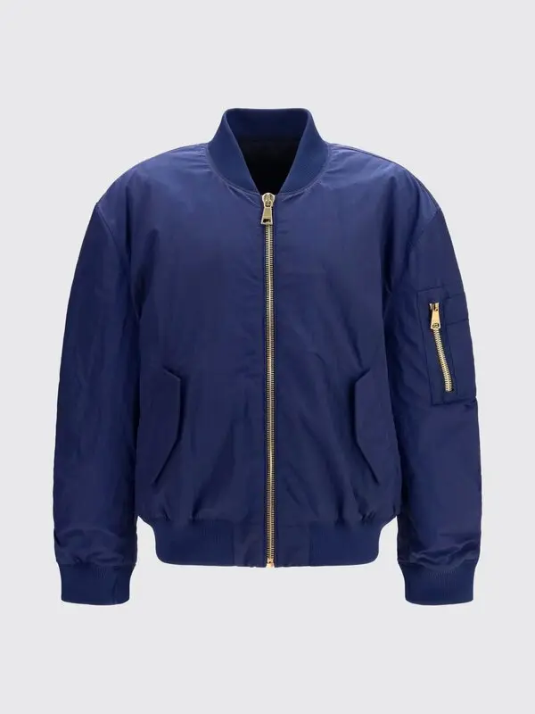 Balmain Nylon Bomber Jacket With Zip Closure And Patch Pockets - Blue