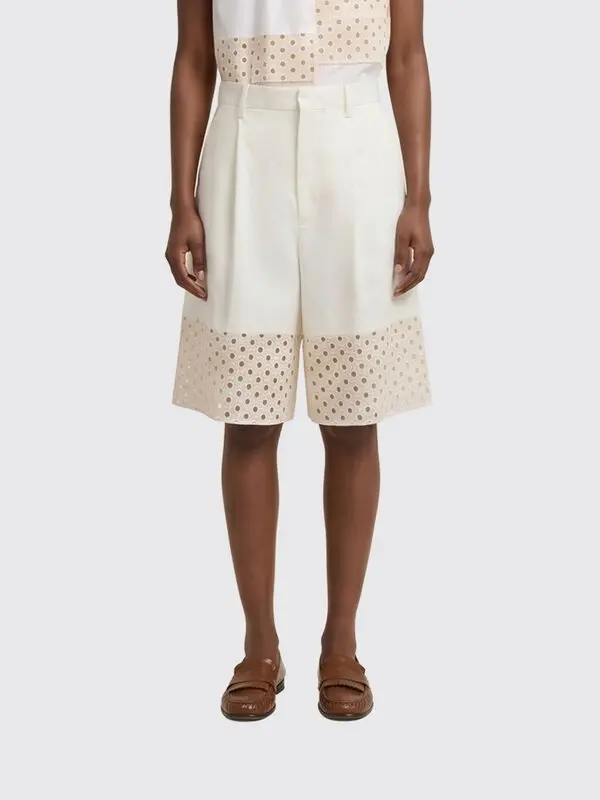 Marni Tailored Knee-length Shorts With Embroidered Lace Inserts - White