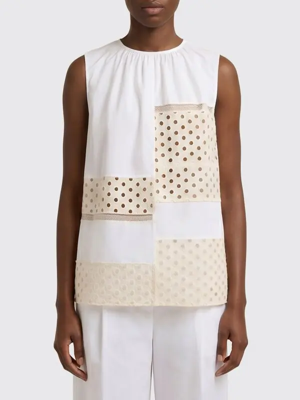 Marni Sleeveless Embroidered Cotton Top - White