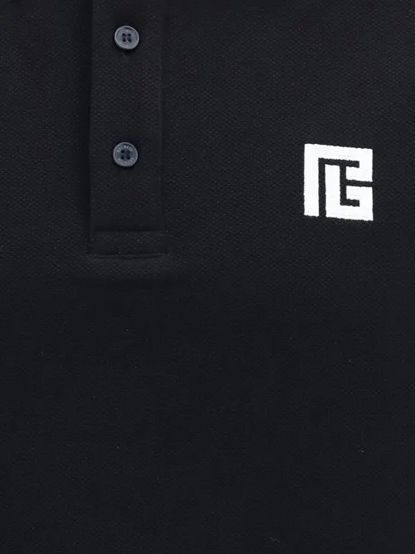 Balmain Slim Fit Short-sleeve Cotton Polo Shirt With Contrast Logo - Black