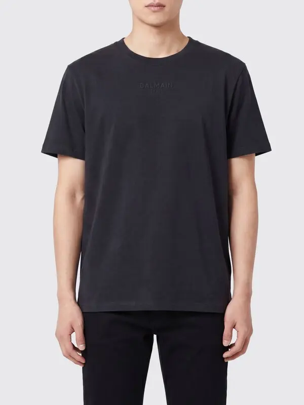 Balmain Basic Design Crewneck Short-sleeve Cotton T-shirt - Black