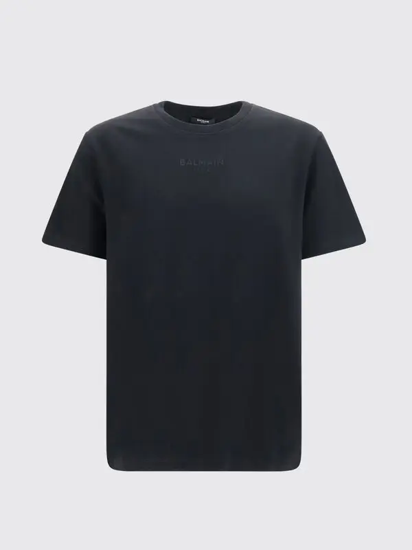 Balmain Basic Design Crewneck Short-sleeve Cotton T-shirt - Black