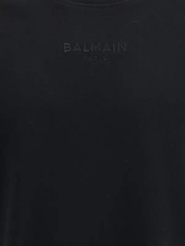 Balmain Basic Design Crewneck Short-sleeve Cotton T-shirt - Black