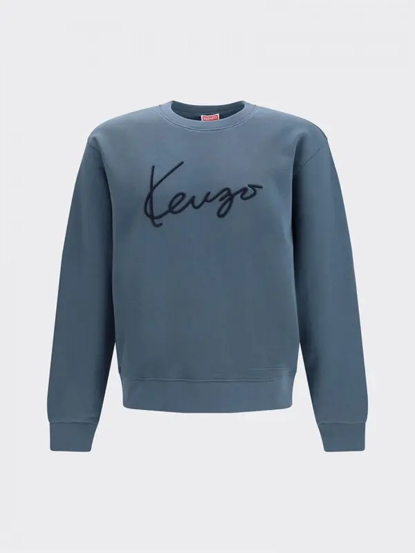 Kenzo Cotton Crewneck Jumper With Contrast Logo - Grey