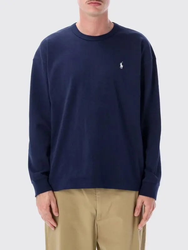 Polo Ralph Lauren Long-sleeved Cotton T-shirt With Embroidered Logo - Blue