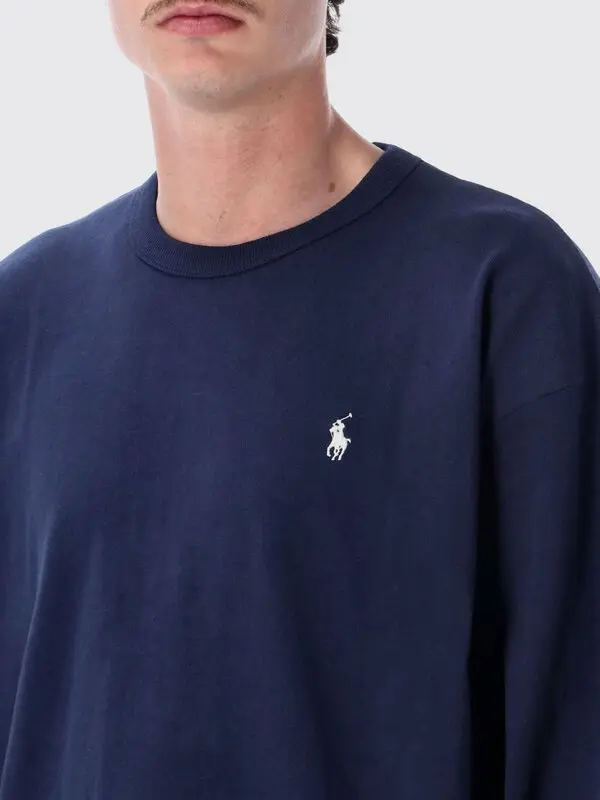 Polo Ralph Lauren Long-sleeved Cotton T-shirt With Embroidered Logo - Blue