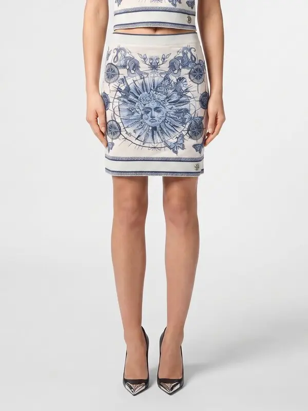 Philipp Plein Wool-blend Knit Pencil Miniskirt - Turquoise