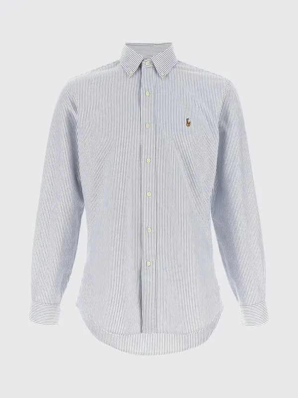 Polo Ralph Lauren Slim Fit Striped Cotton Shirt With Embroidered Logo - Navy