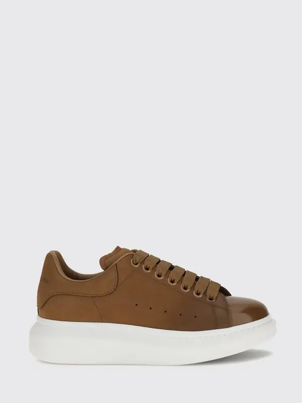 Alexander McQueen Oversize Low-top Calfskin Trainers With Chunky Sole - Brown