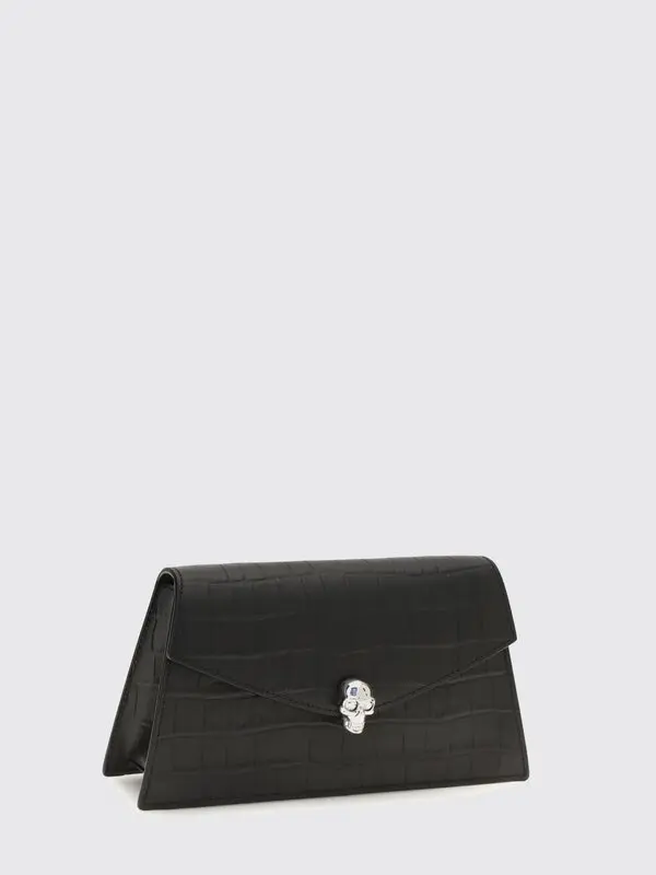 Alexander McQueen Mini Bag In Croc-effect Calfskin Leather With Skull Applique - Black