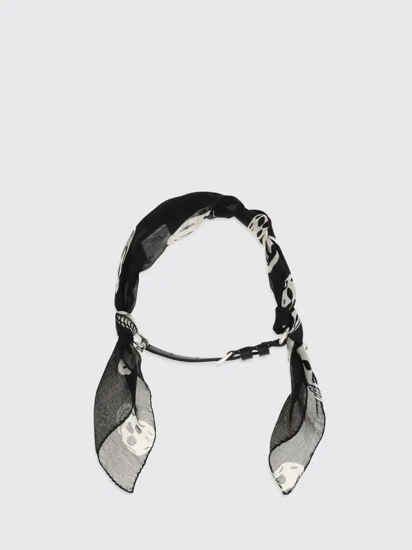 Alexander McQueen Skull Charm Silk And Leather Bracelet - Black