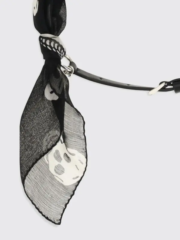 Alexander McQueen Skull Charm Silk And Leather Bracelet - Black