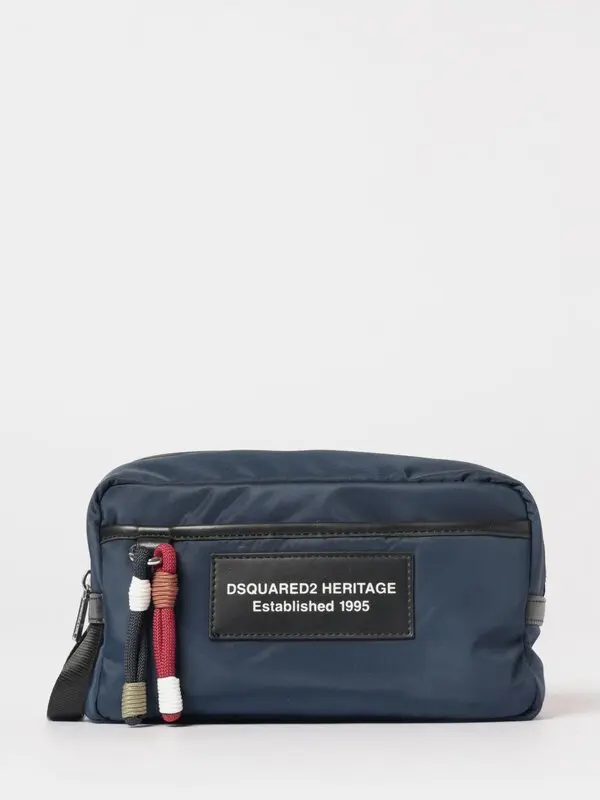 Dsquared2 Nylon Travel Wash Bag With Printed Logo And Handle - Blue