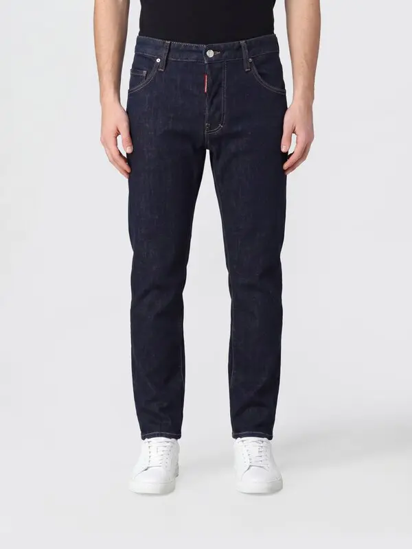 Dsquared2 Mid-rise Straight Fit Jeans In Stretch Cotton Denim - Navy