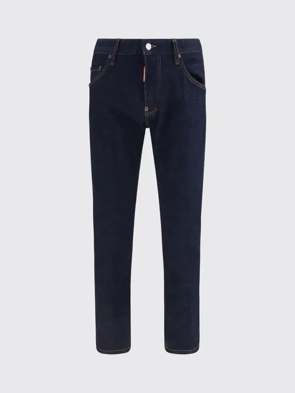 Dsquared2 Mid-rise Straight Fit Jeans In Stretch Cotton Denim - Navy