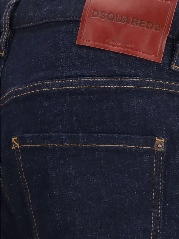 Dsquared2 Mid-rise Straight Fit Jeans In Stretch Cotton Denim - Navy