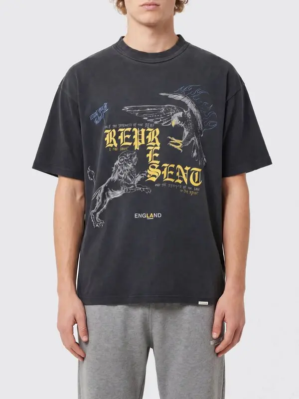 REPRESENT Relaxed Fit Cotton T-shirt With Graphic Print And Logo - Black