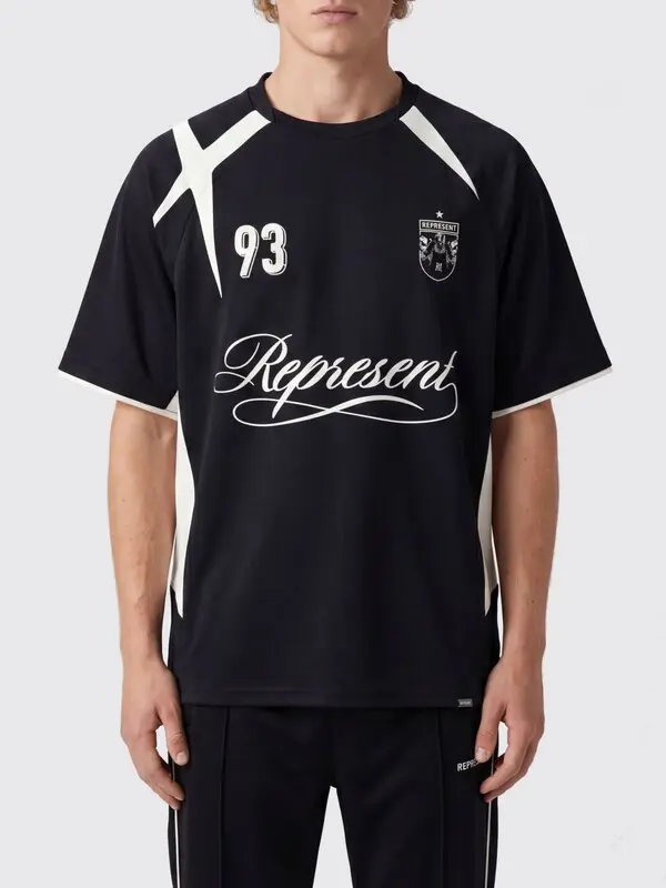 REPRESENT Polyester T-shirt With Contrast Profiles And Logo - Black