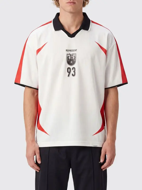 REPRESENT Polyester T-shirt With Classic Collar And V-neck - White