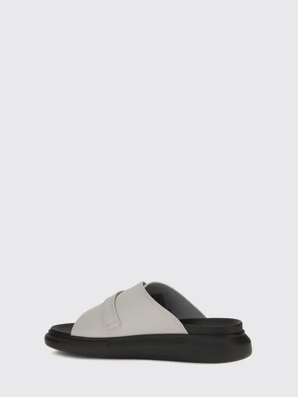 Alexander McQueen Smooth Calf Leather Sandals With Adjustable Strap And Open Toe - Grey