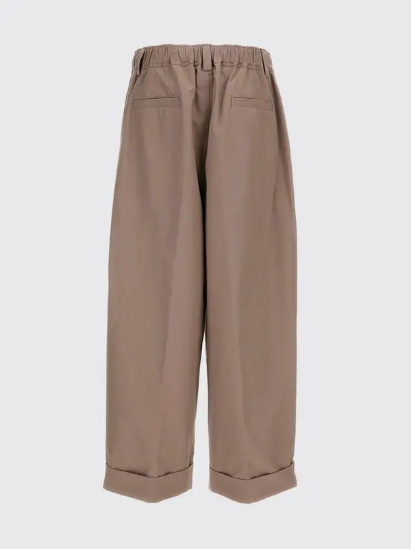 Marni Wide-leg Cotton Trousers With Elasticated Waist And Cuffs - Beige