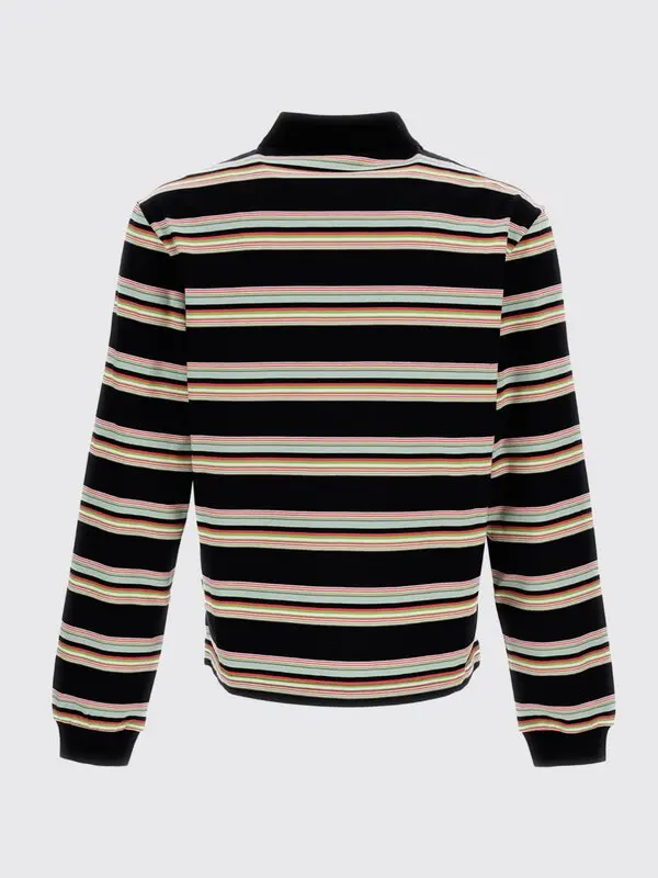 Marni Long-sleeved Striped Cotton Polo Shirt With Contrast Logo - Multicolor