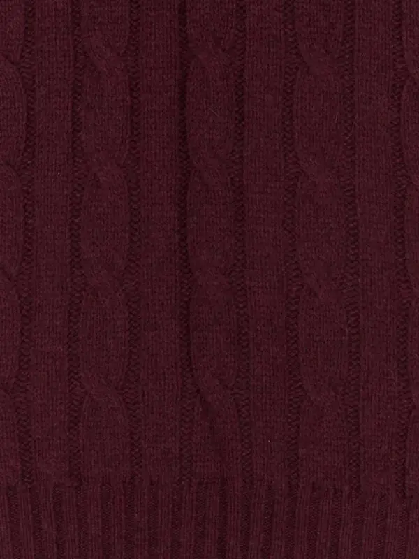 Polo Ralph Lauren 100% Cashmere Cable-knit Crewneck Jumper - Wine