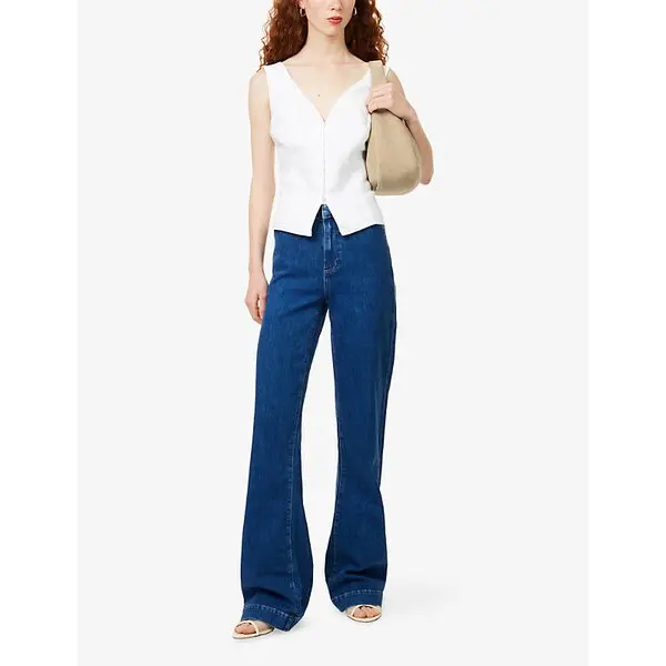 Paige Leenah Curve-pocket Wide-leg Denim Jeans