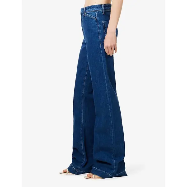 Paige Leenah Curve-pocket Wide-leg Denim Jeans