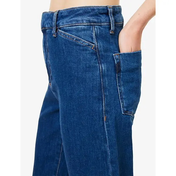Paige Leenah Curve-pocket Wide-leg Denim Jeans
