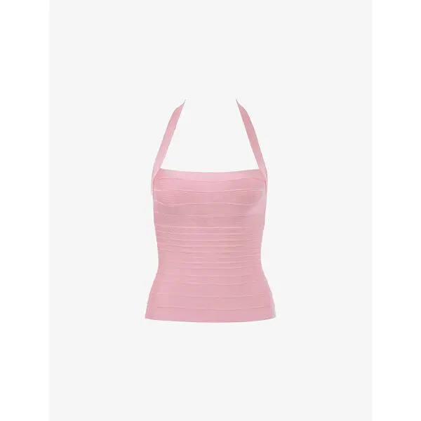 House Of Cb The Silhouette Halterneck Bandage Woven Top - Pink