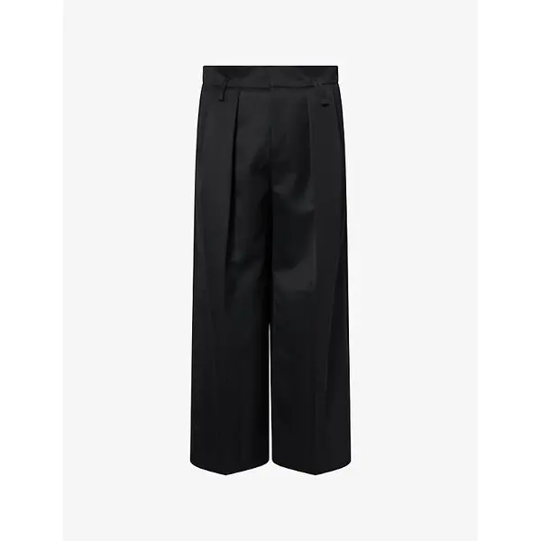 Simone Rocha Peeling-waist Wide-leg Wool-blend Trousers - Black