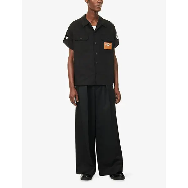 Simone Rocha Peeling-waist Wide-leg Wool-blend Trousers