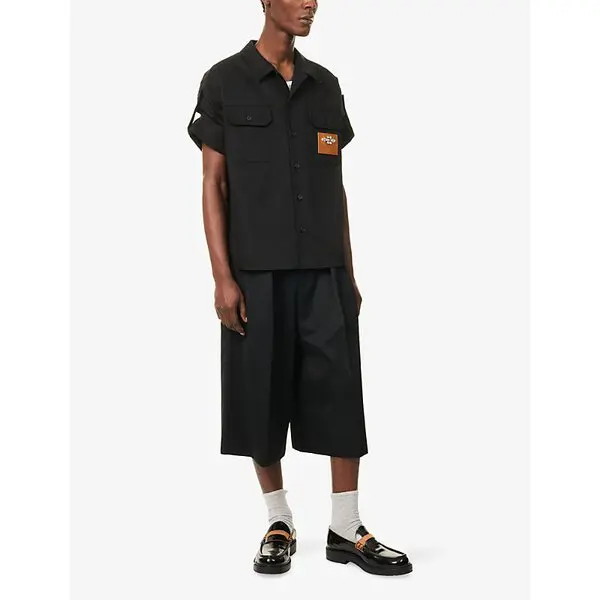 Simone Rocha Military Jewel Leather-patch Cotton Shirt