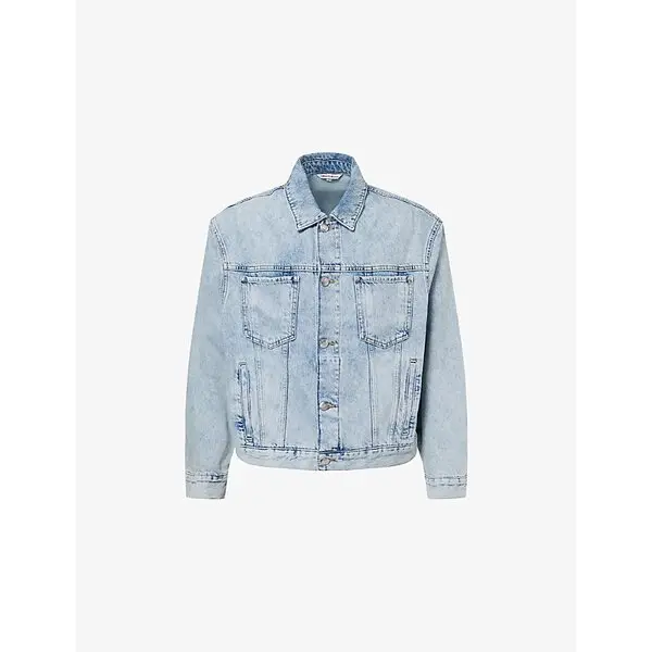 THE COUTURE CLUB Trucker Washed Cotton Denim Jacket - Bluewash