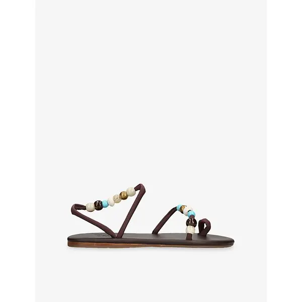 ANCIENT GREEK SANDALS Eleftheria Beads Woven Sandals - Brown