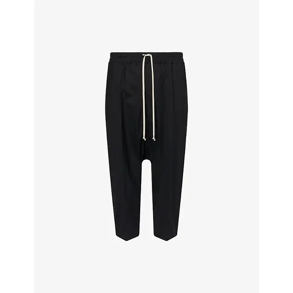 Rick Owens Cropped Drawstring Wool Trousers