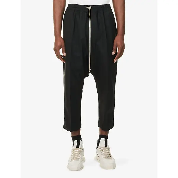Rick Owens Cropped Drawstring Wool Trousers