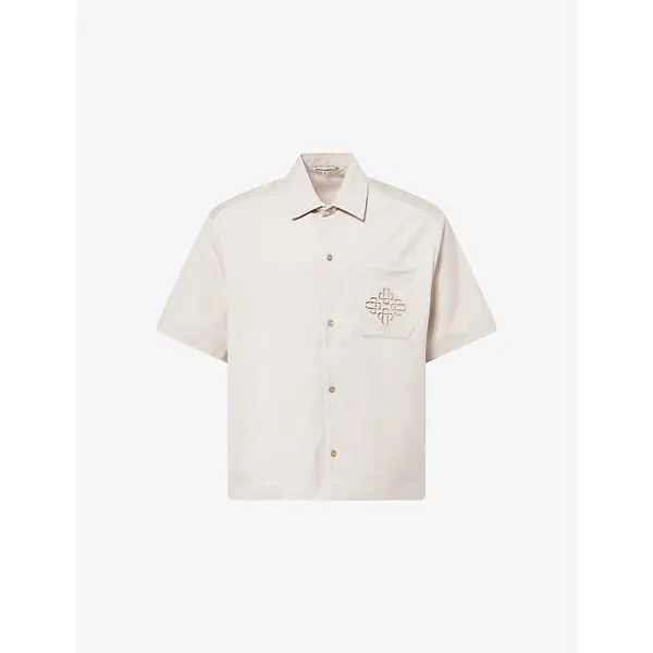 THE COUTURE CLUB Laser Cut-emblem Woven Shirt - Stone