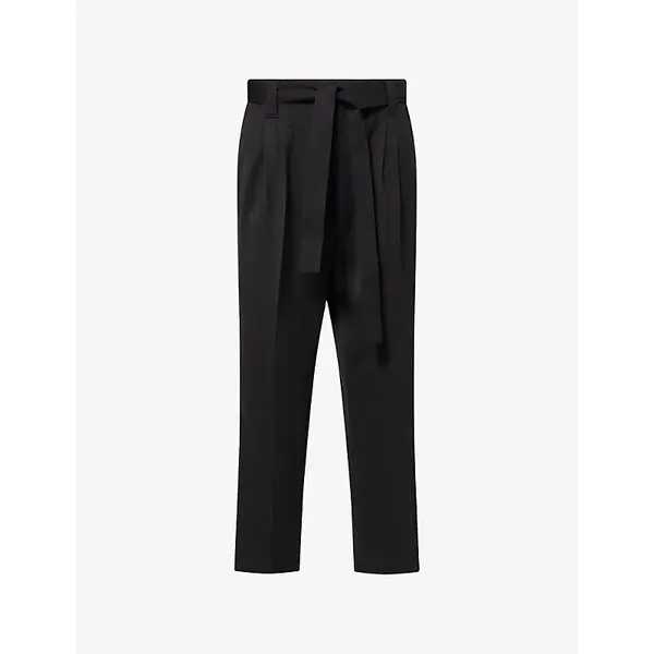 THE COUTURE CLUB Tailored Barrel-leg Woven Trousers - Black
