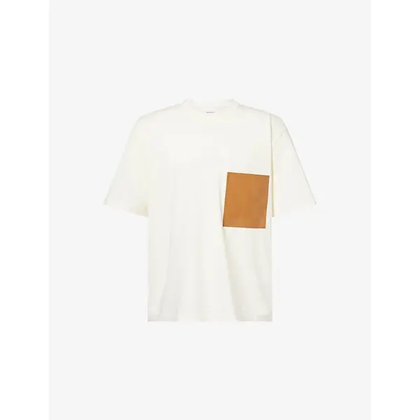 Bottega Veneta Leather Pocket Cotton Jersey T-shirt - Parchment